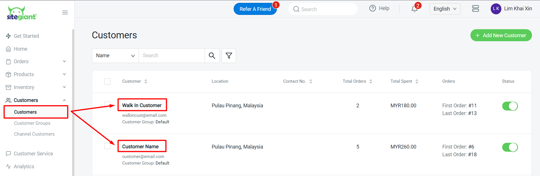 How To Keep Record Of Channel Customers – SiteGiant Support Centre